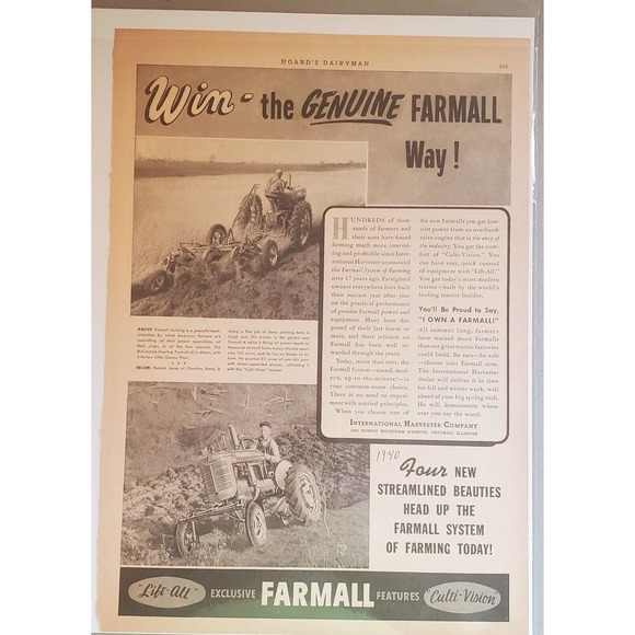 Farmall | Other | 94 Farmall Tractor Magazine Advertisement Four New ...